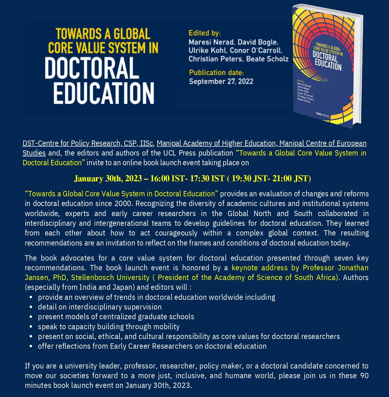 Virtual book launch : Towards a Global Core Value System in Doctoral ...